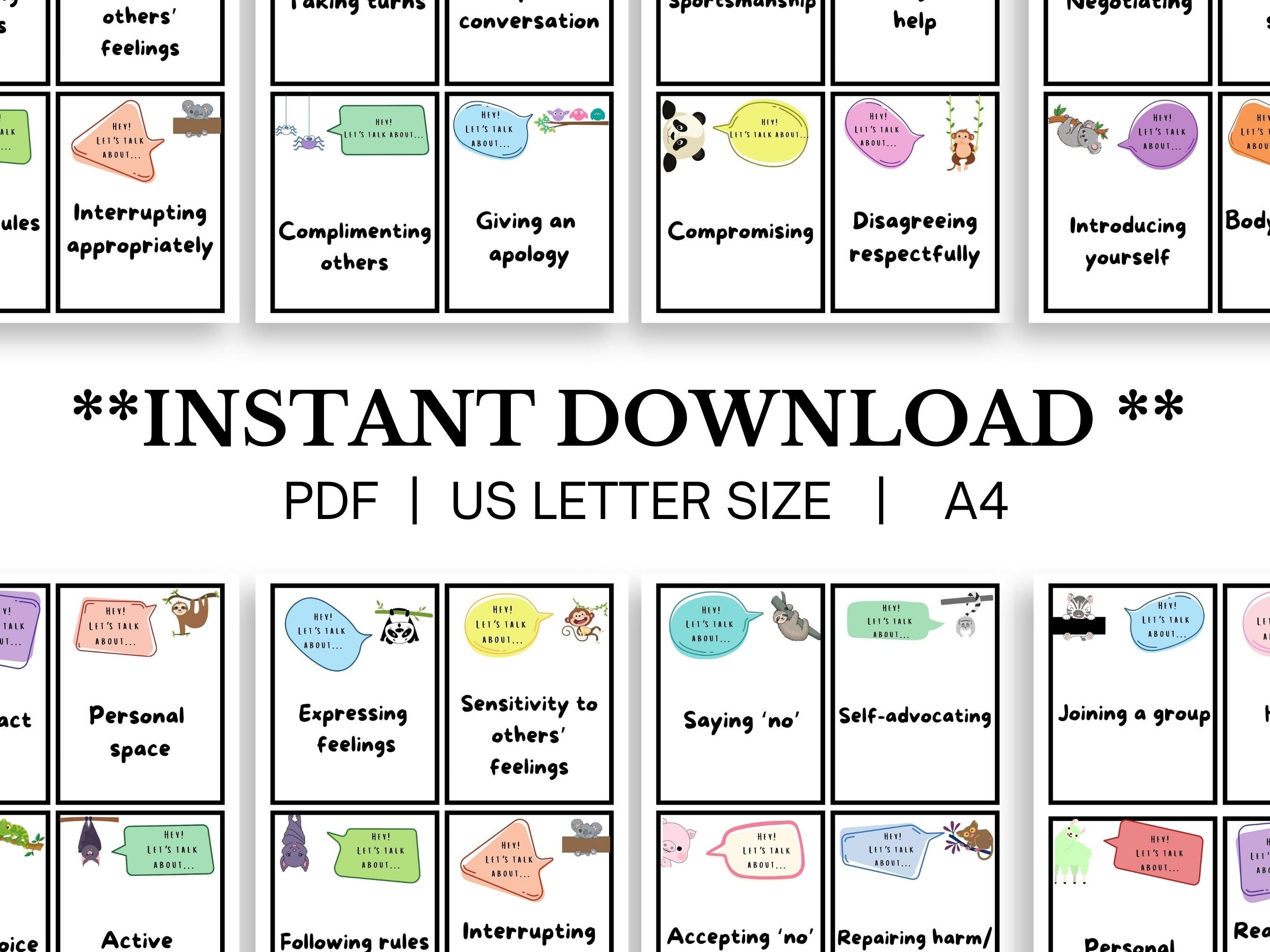 Social Skills List Flashcards - Etsy