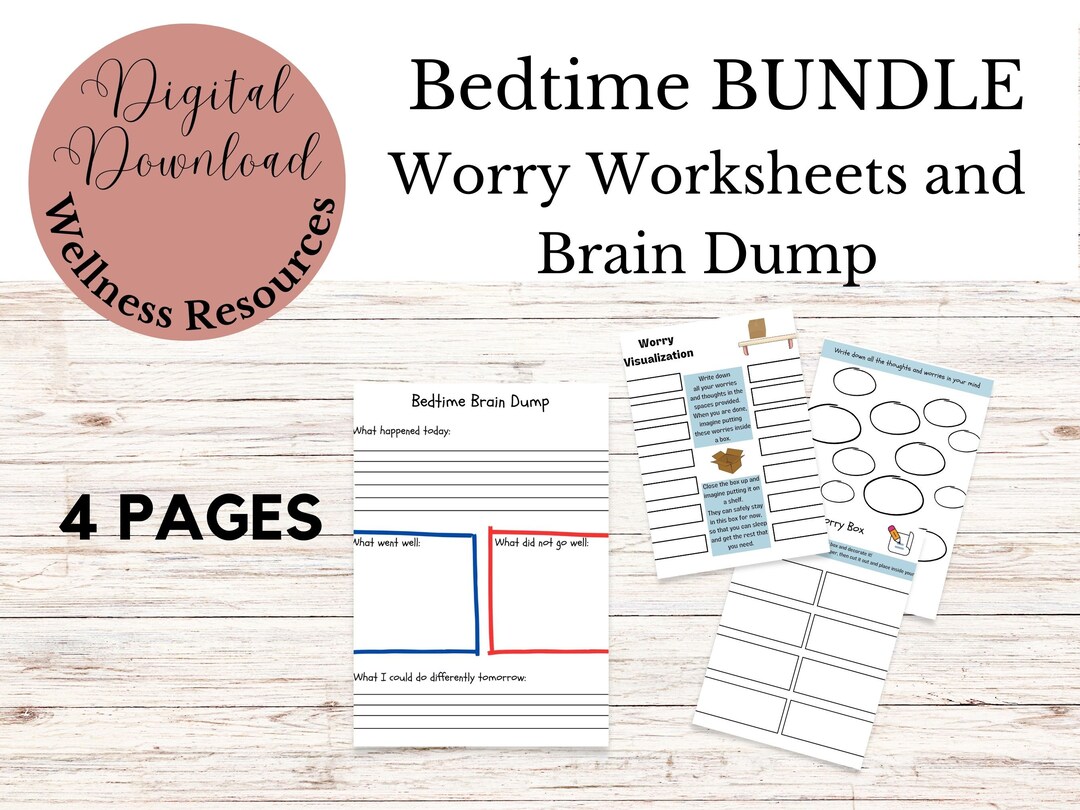 BUNDLE Bedtime Brain Dump and Worry Worksheets - Etsy
