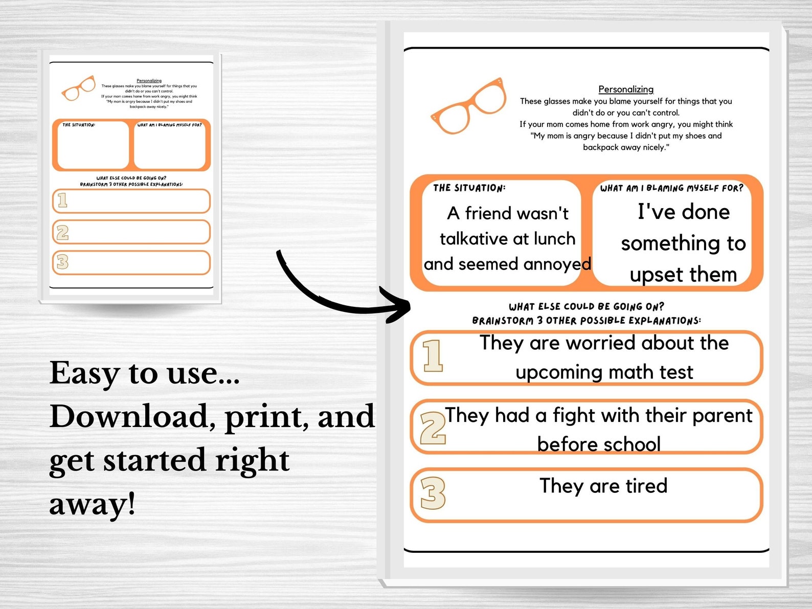 CBT for Kids, Thinking Errors Worksheets, Cognitive Distortions - Etsy