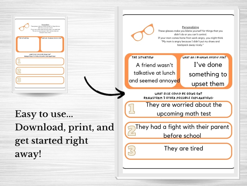 CBT for Kids, Thinking Errors Worksheets, Cognitive Distortions - Etsy