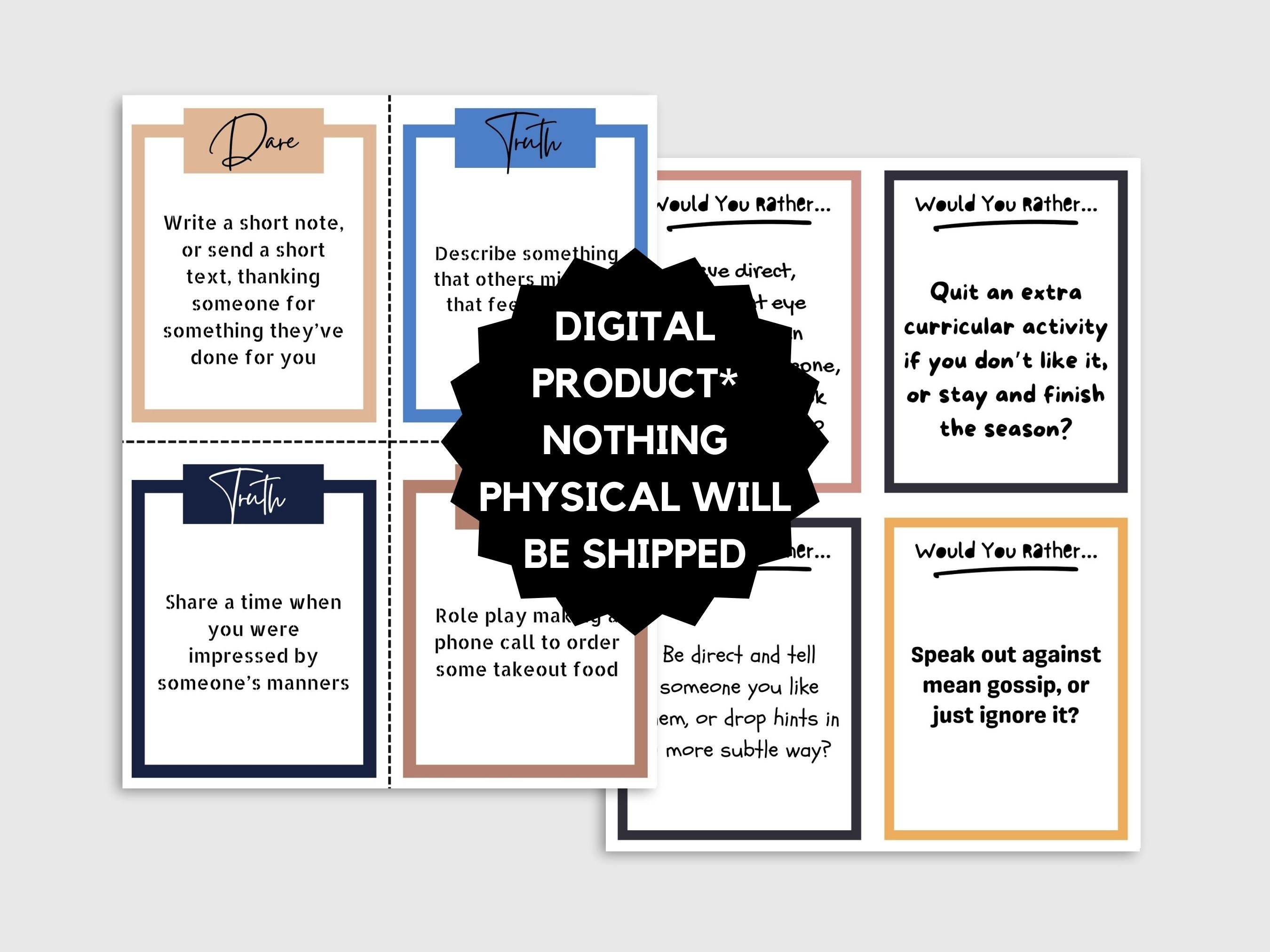 Social Skills Games BUNDLE Would You Rather and Truth or Dare - Etsy