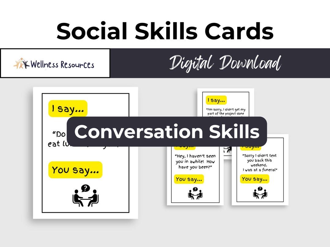 Social Skills Flashcards, Conversation Skills - Etsy