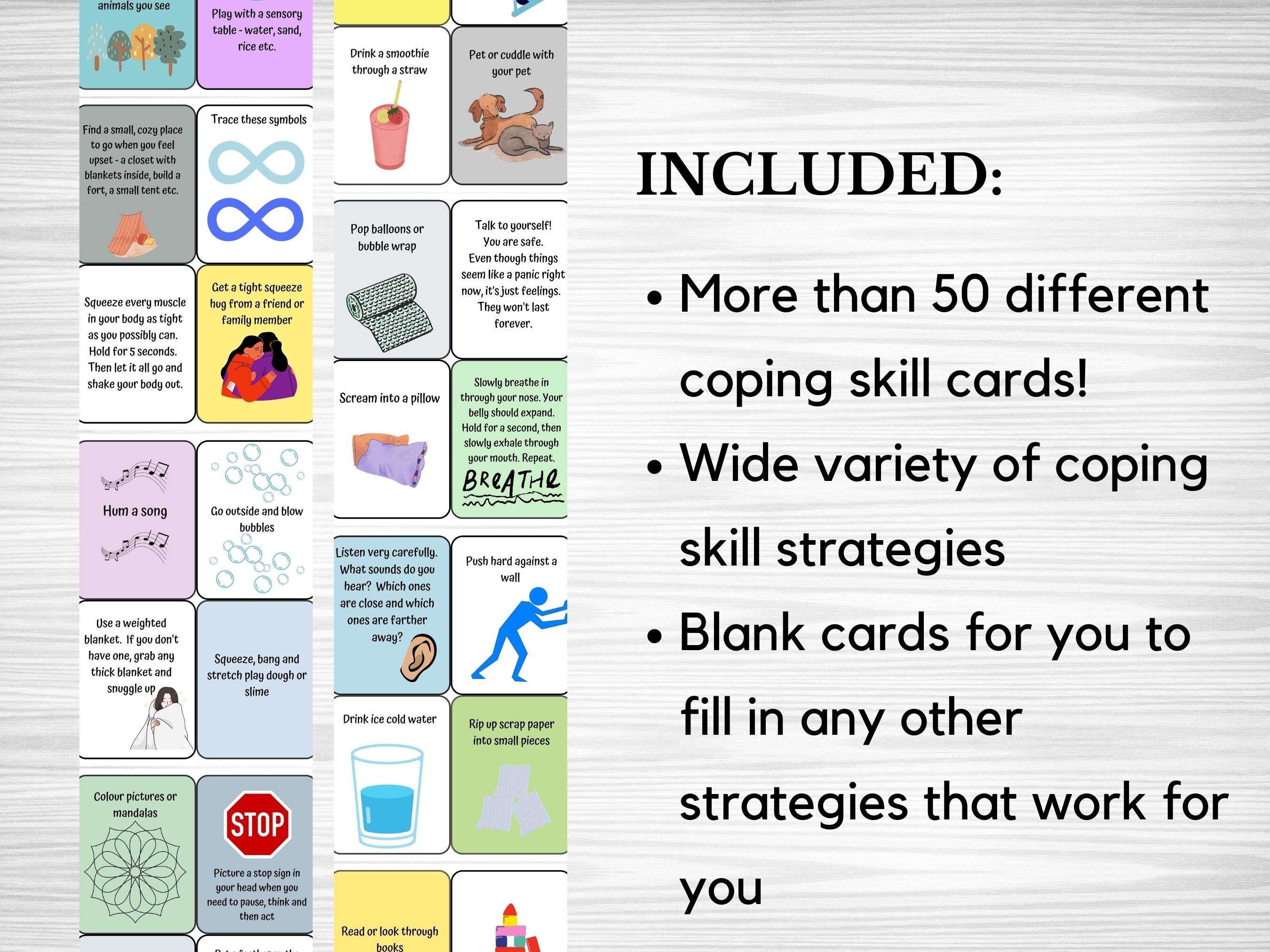 Coping Skills Cards for Kids, Anxiety Depression Tools, Printable ...