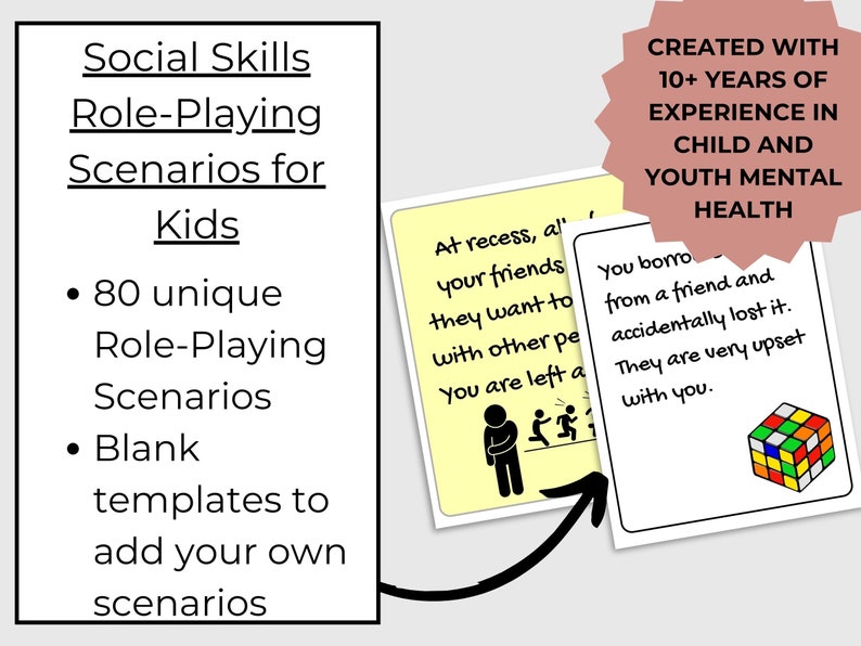 Social Skills Bundle FOR KIDS, Role-playing Scenarios, Flashcard Games ...