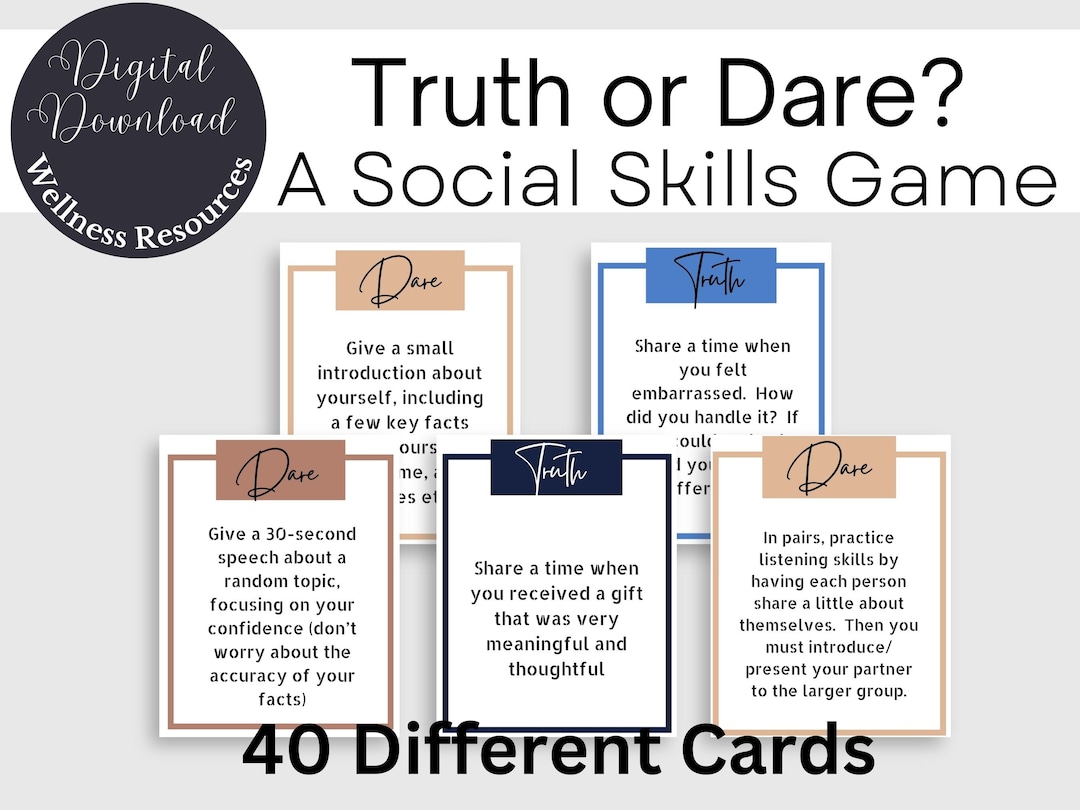 Social Skills Game for Kids Teens Truth or Dare Cards - Etsy