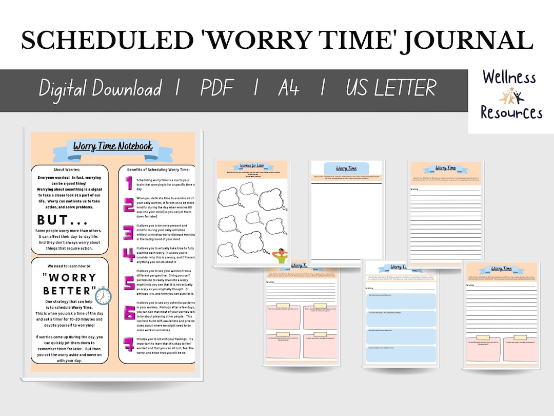 Anxiety Journalling for Kids, Worry Time Notebook, Scheduled Worry ...