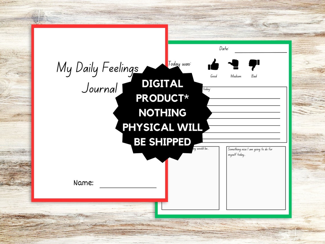 Feelings Journal for Kids, Daily Prompts for Reflection, Mental Health ...