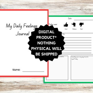 Feelings Journal for Kids, Daily Prompts for Reflection, Mental Health ...