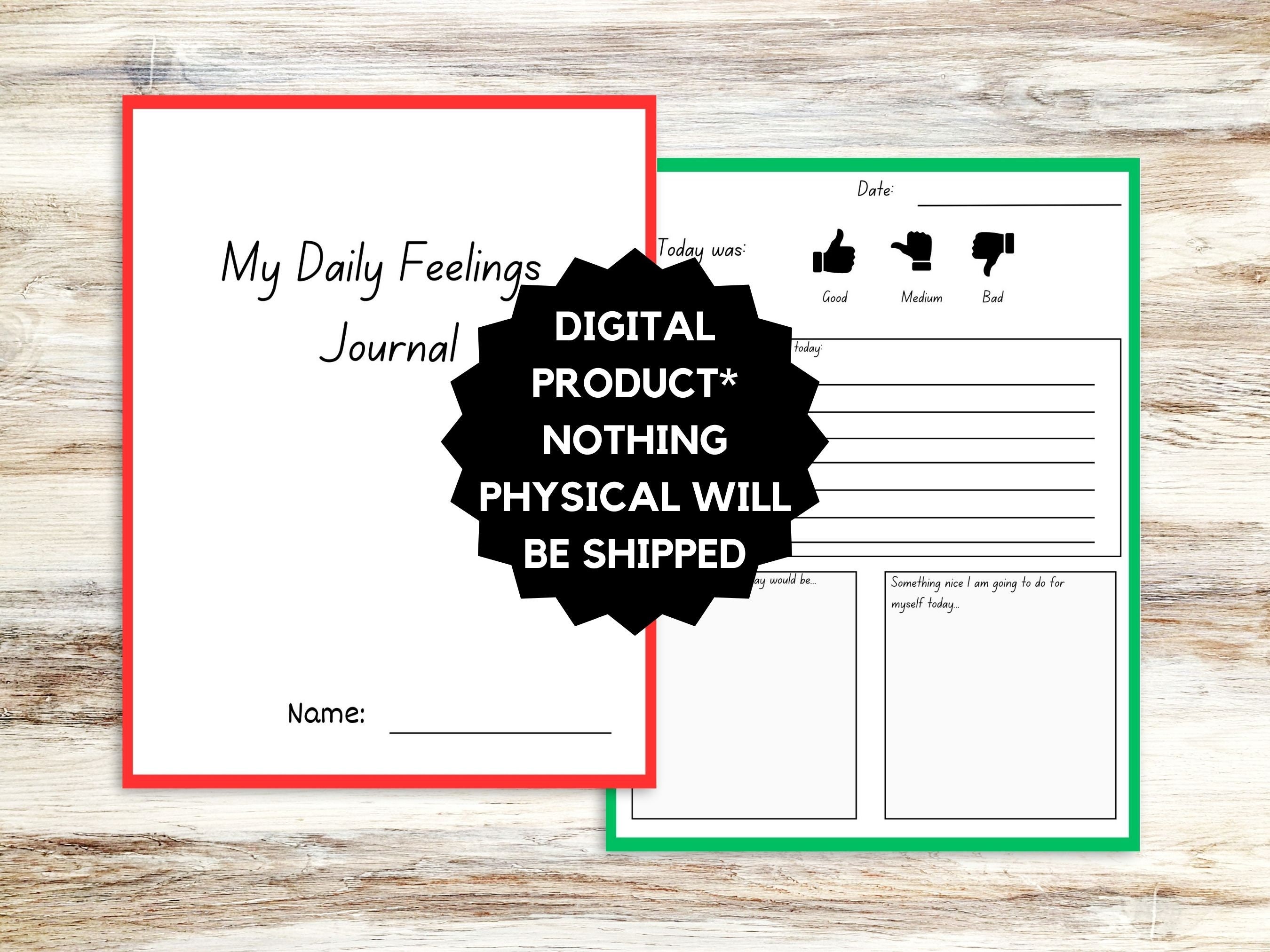 Feelings Journal for Kids, Daily Prompts for Reflection, Mental Health ...