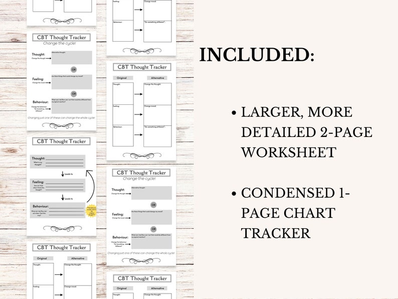 CBT Worksheet Mental Health Printable Chart, Cognitive Behavioural ...