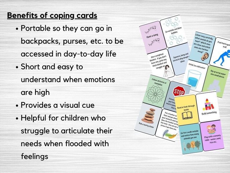 Coping Skills Cards for Kids, Anxiety Depression Tools, Printable ...