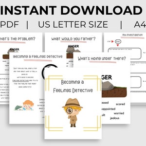 Anger Worksheets for Kids, Feelings Detective, Anger Coping Skills ...