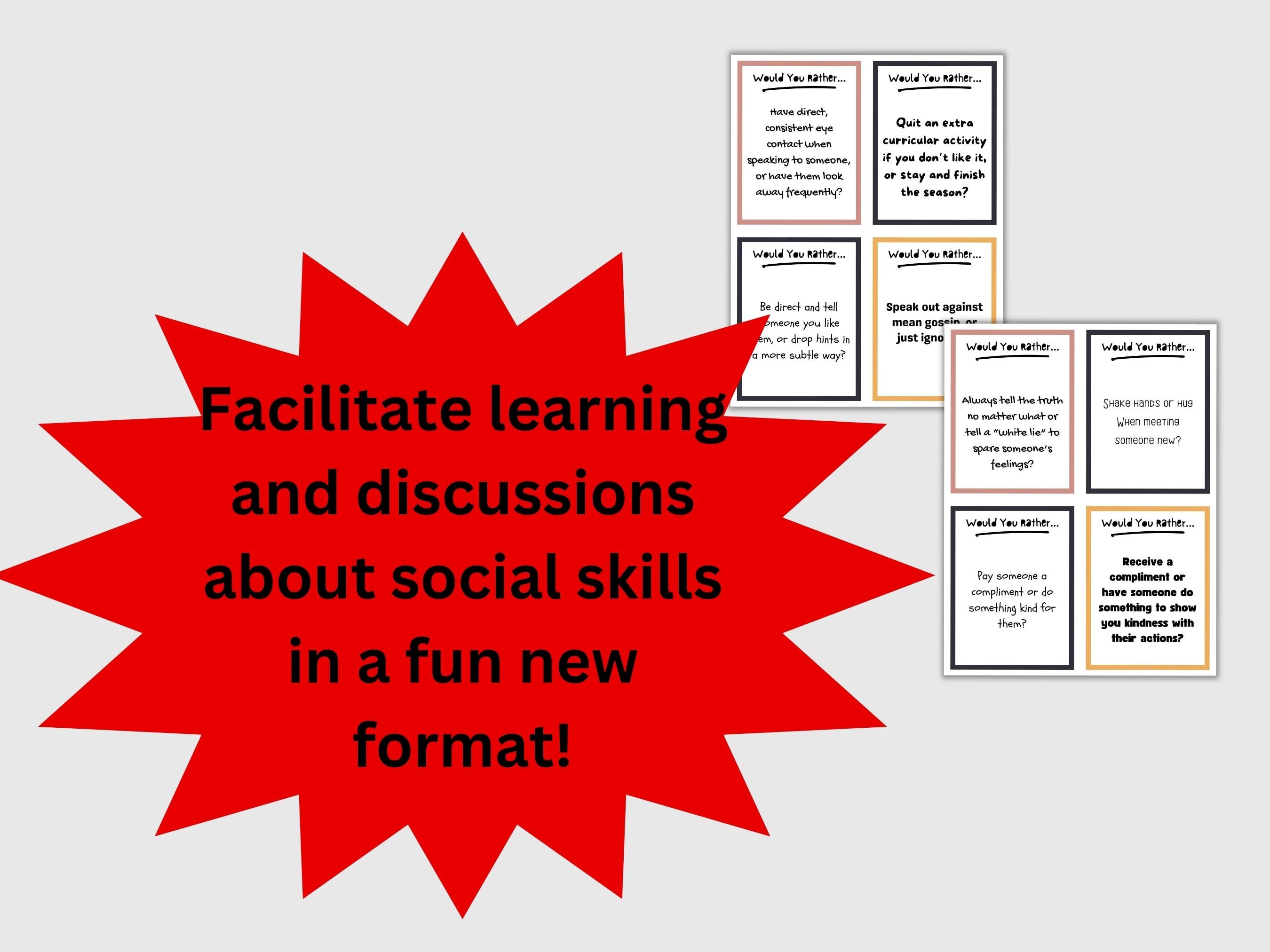 Social Skills Card Game Would You Rather - Etsy