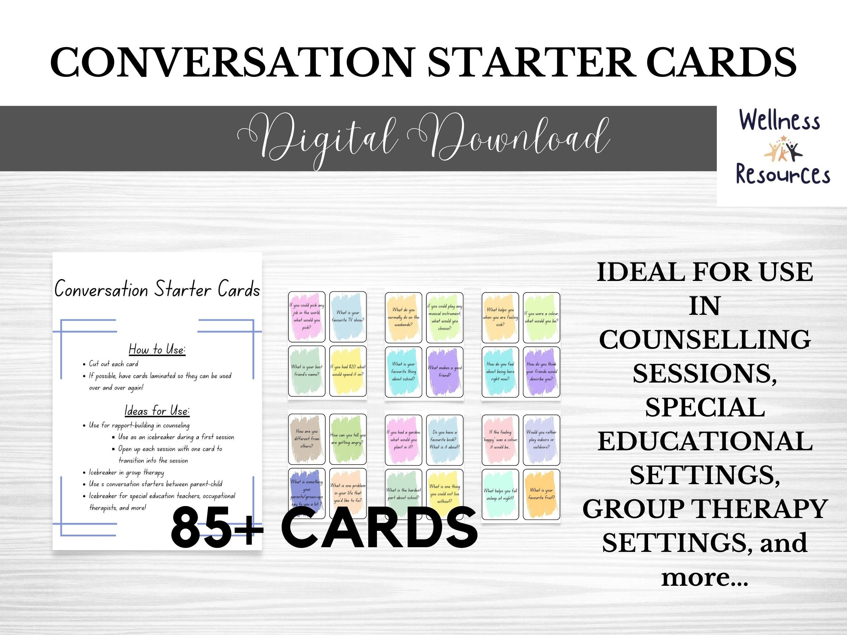 Conversation Starter Cards, Icebreakers for Counselling, Rapport ...