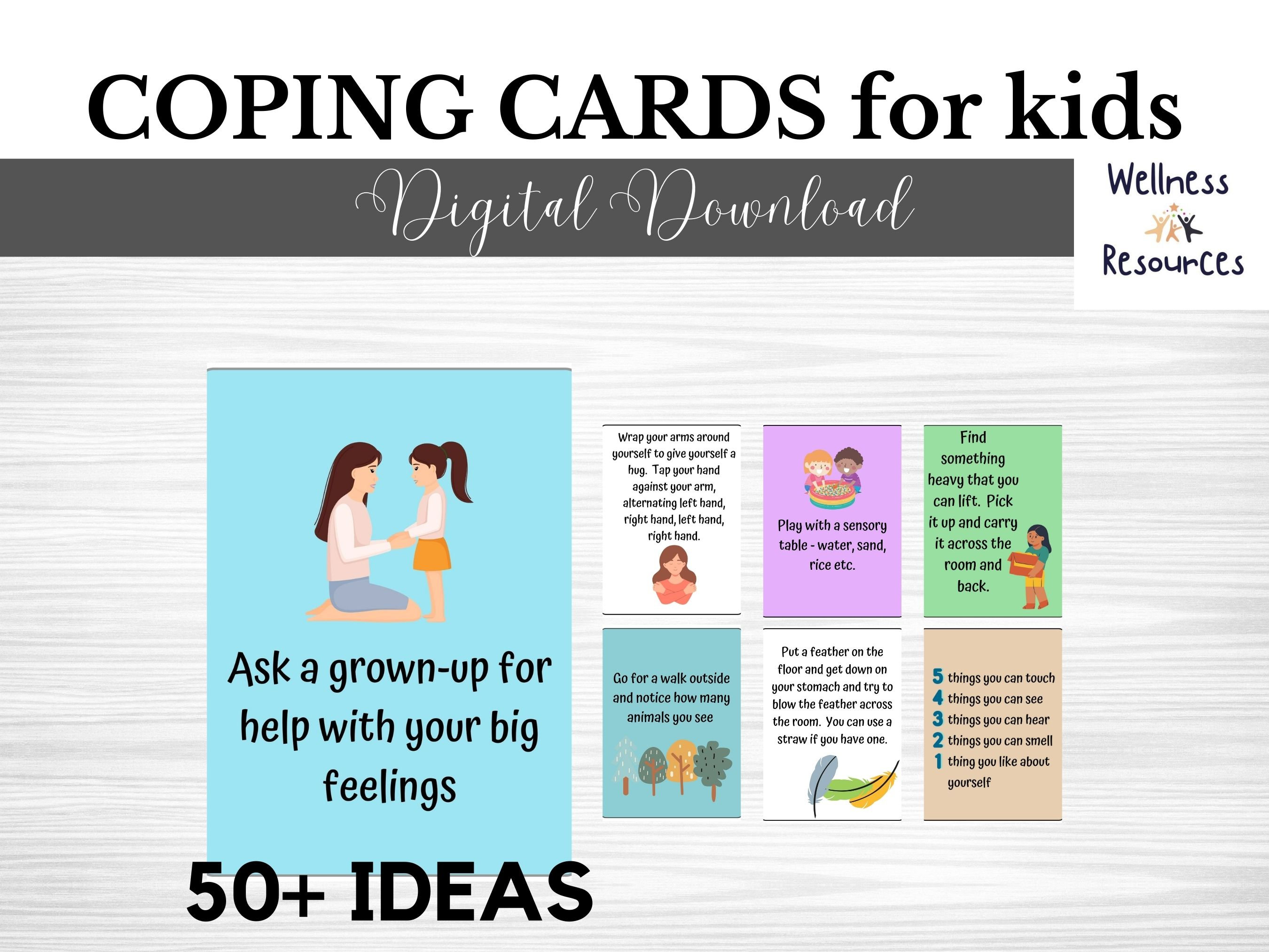 Coping Skills Cards for Kids, Anxiety Depression Tools, Printable ...