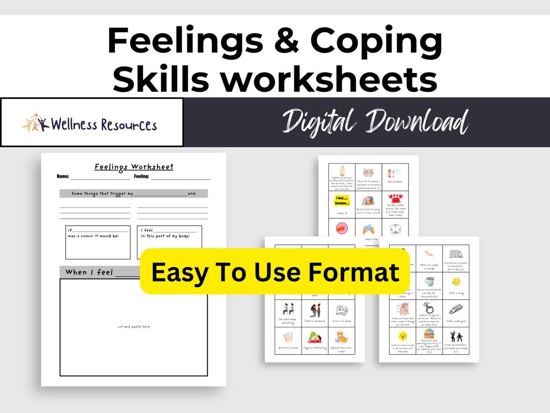 Coping Skills Plan, Feelings Worksheet - Etsy