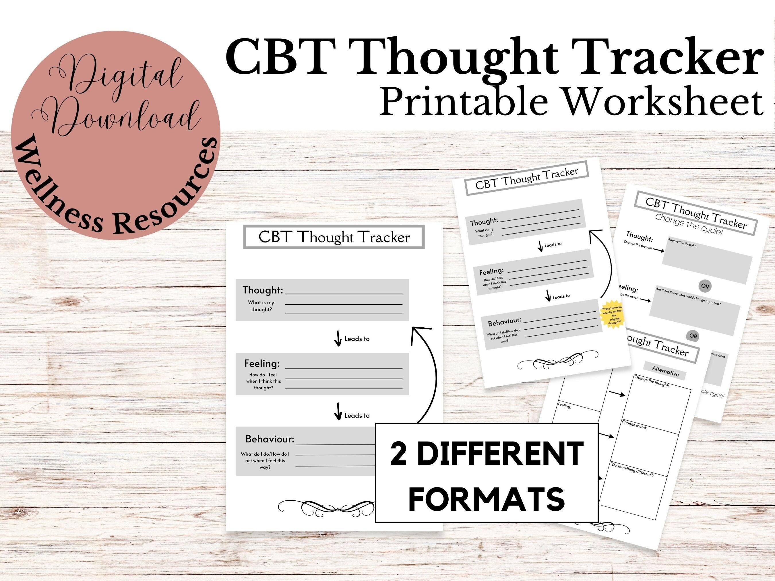 CBT Worksheet Mental Health Printable Chart, Cognitive Behavioural ...