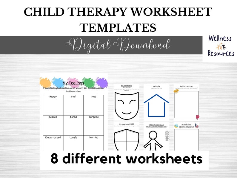 Child Therapy Worksheet Templates Counselling Resources - Etsy