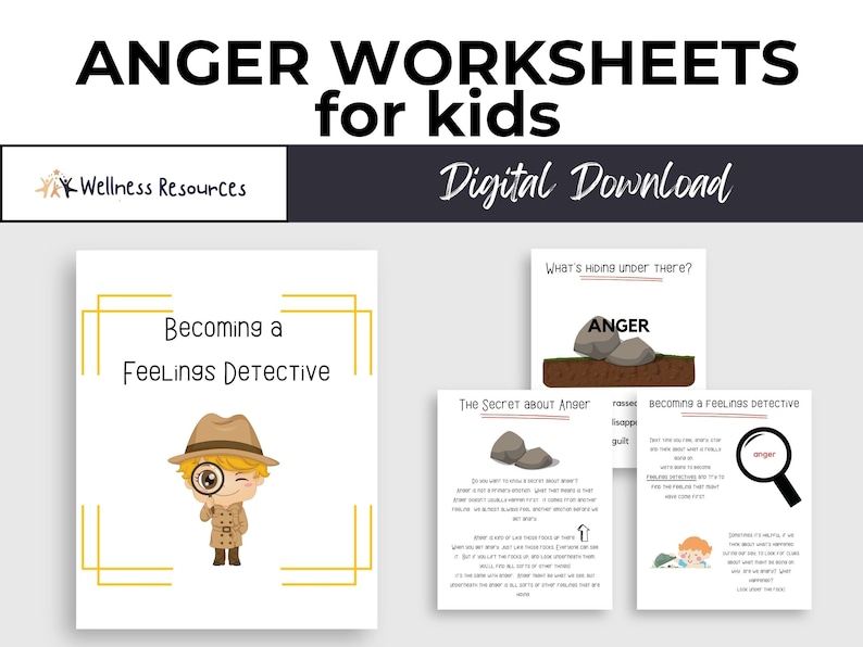 Anger Worksheets for Kids, Feelings Detective, Anger Coping Skills ...