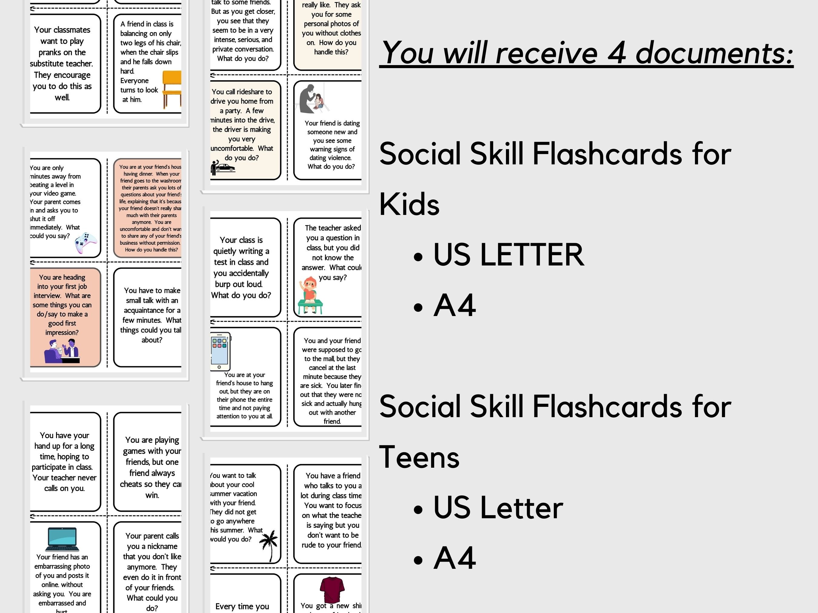 Social Skills Flashcards for Kids and Teens BUNDLE - Etsy