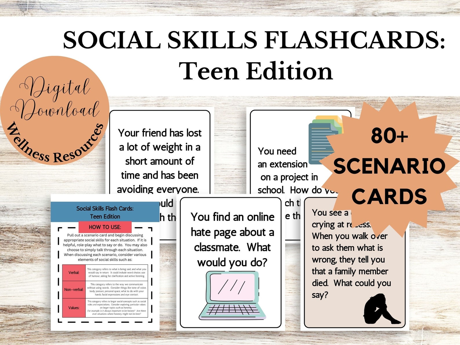 Social Skills Flashcards for Teens, Role Play Scenarios - Etsy