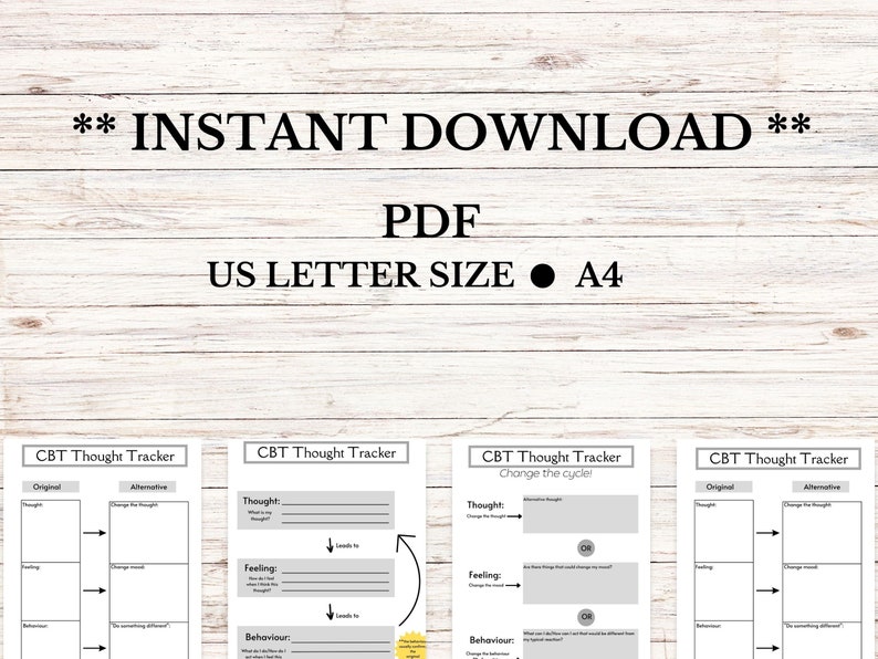 CBT Worksheet Mental Health Printable Chart, Cognitive Behavioural ...