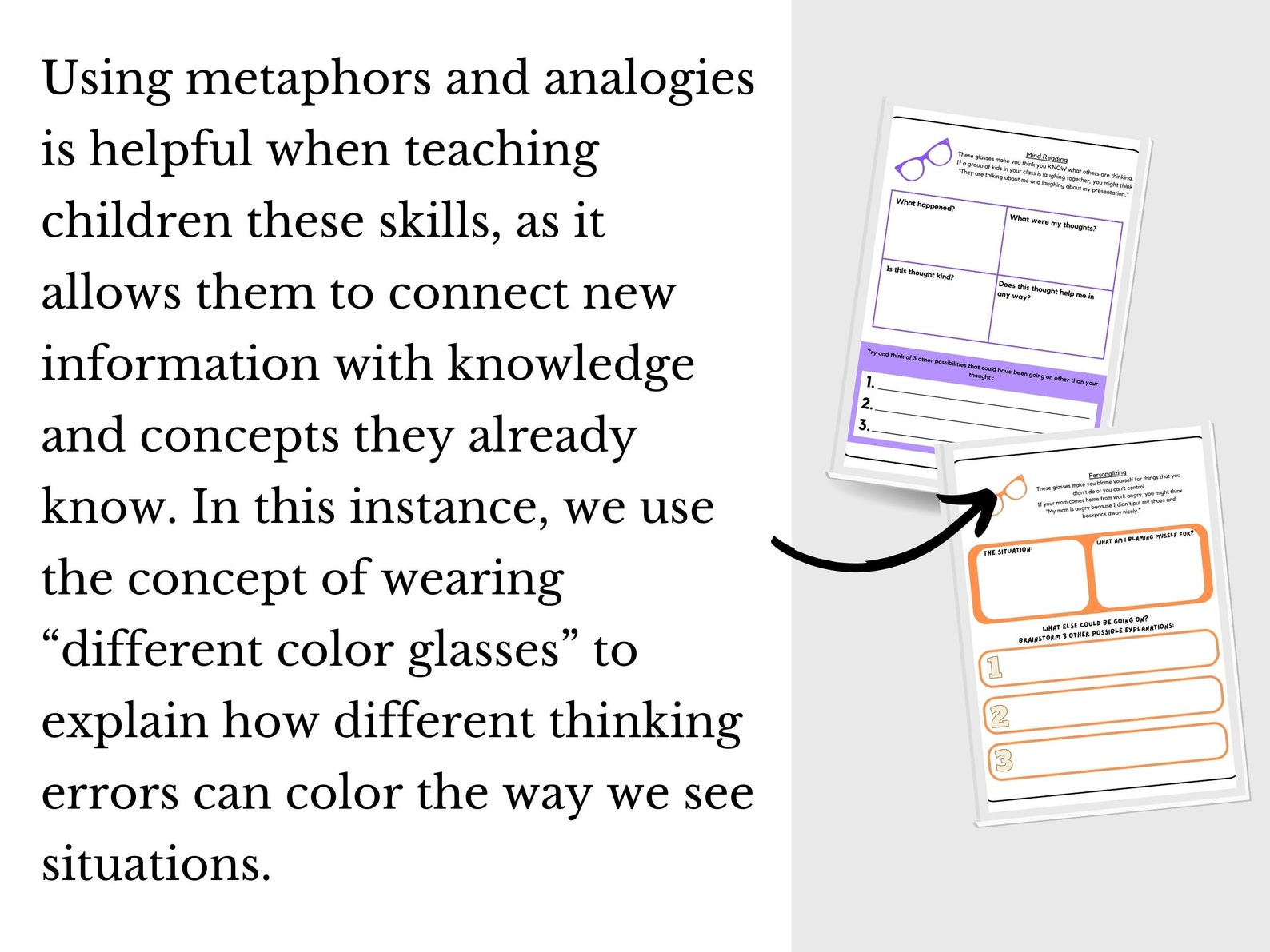 CBT for Kids, Thinking Errors Worksheets, Cognitive Distortions - Etsy