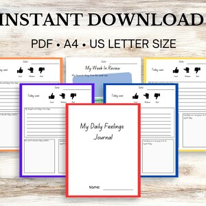 Feelings Journal for Kids, Daily Prompts for Reflection, Mental Health ...