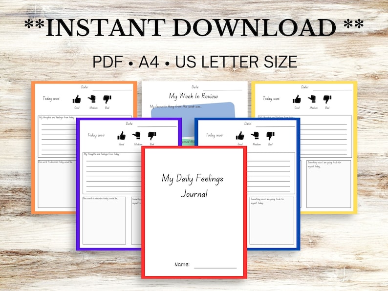 Feelings Journal for Kids, Daily Prompts for Reflection, Mental Health ...