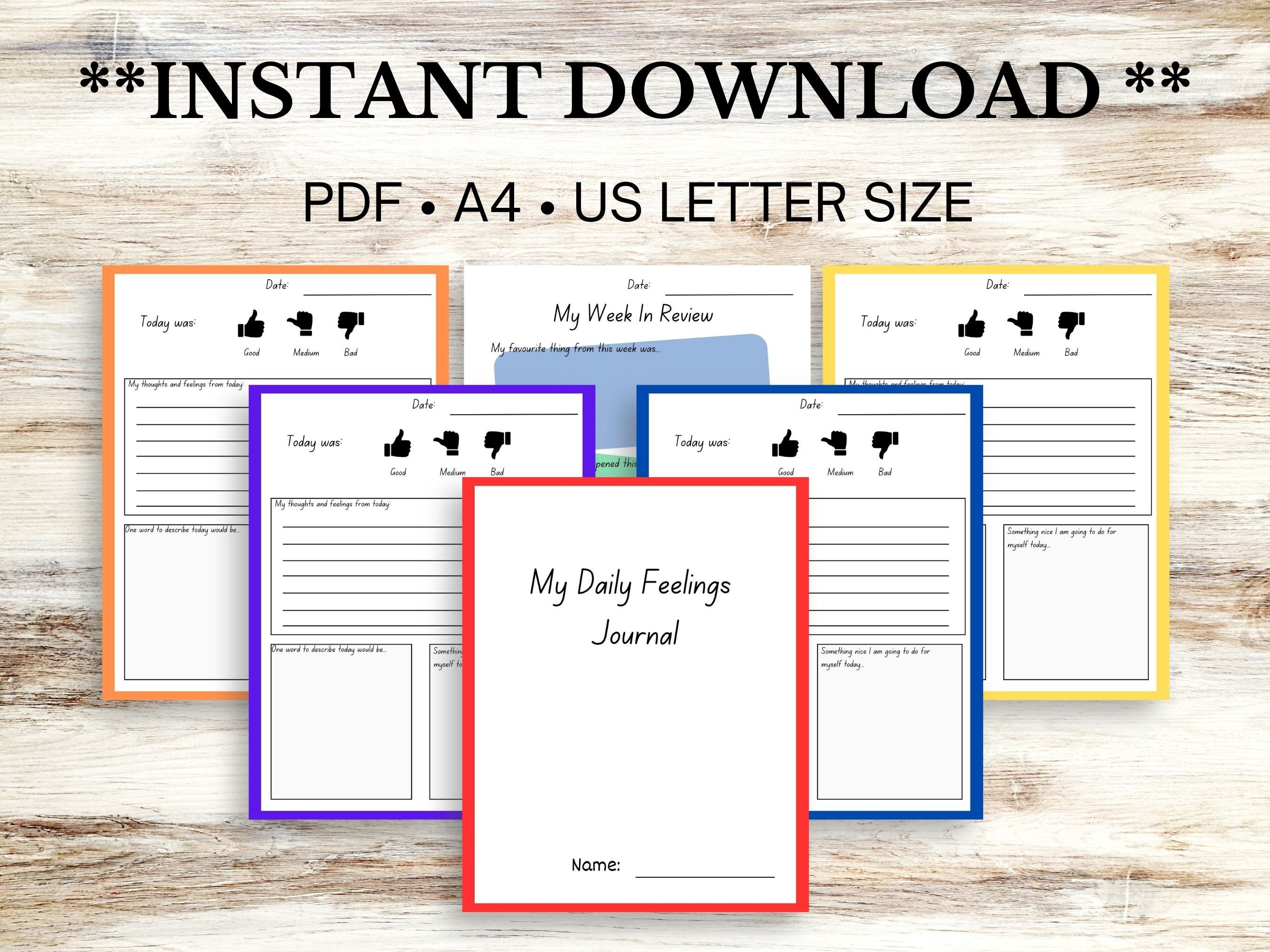 Feelings Journal for Kids, Daily Prompts for Reflection, Mental Health ...