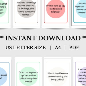 Social Skills Discussion Questions, Printable Flashcards for Kids and ...