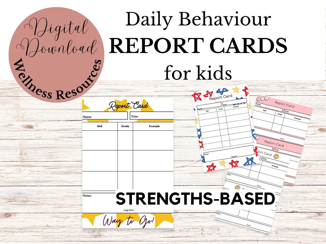 Daily Behaviour Report Card for Kids, Self-esteem Resource, Strengths ...
