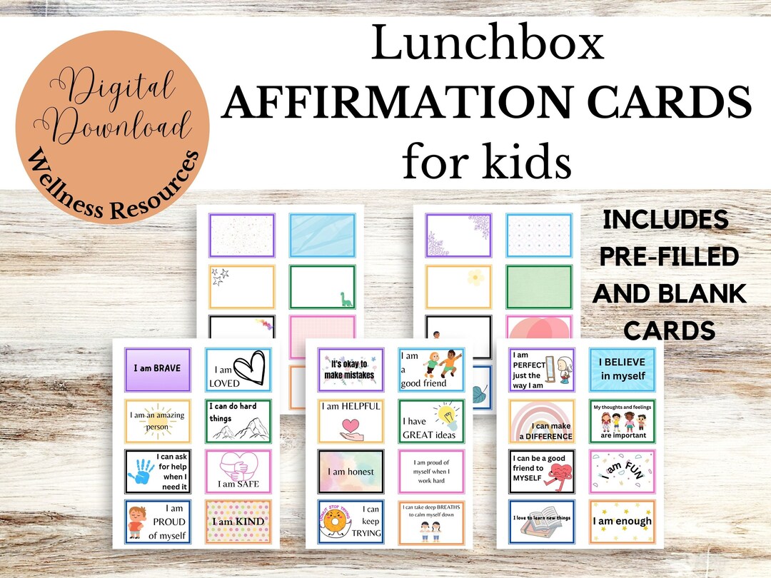 Affirmation Cards Lunchbox Notes for Kids - Etsy