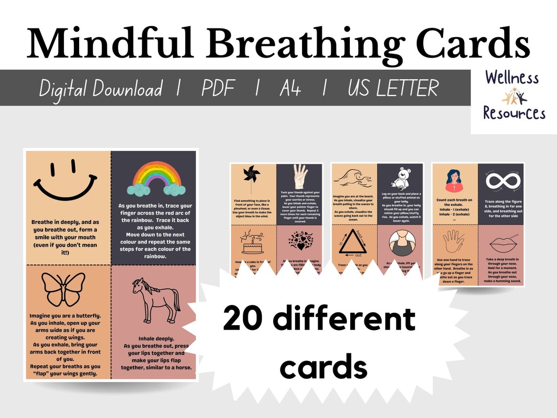 Mindful Breathing Exercise Cards: Calm Techniques (digital Download) - Etsy