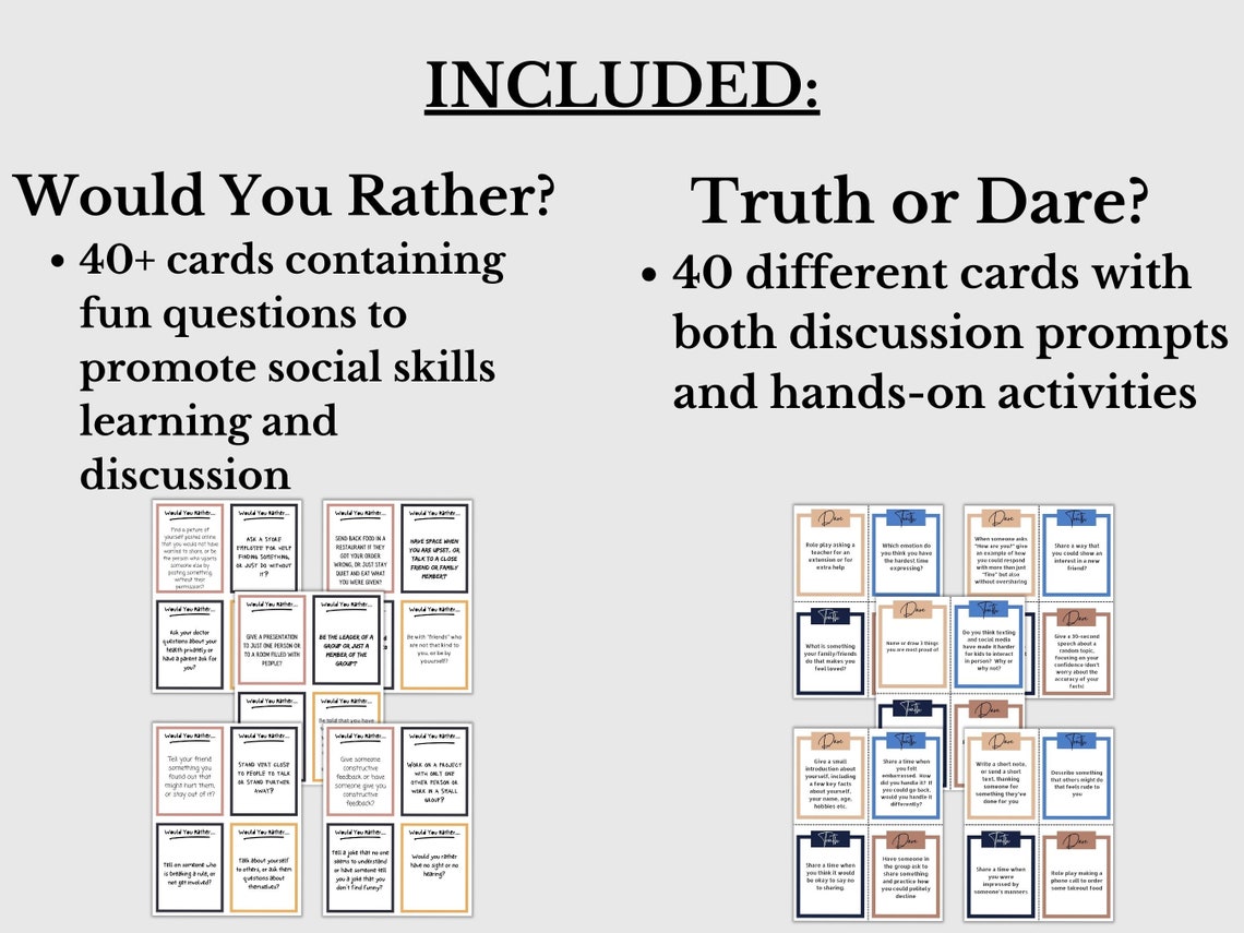 Social Skills Games BUNDLE Would You Rather and Truth or Dare - Etsy