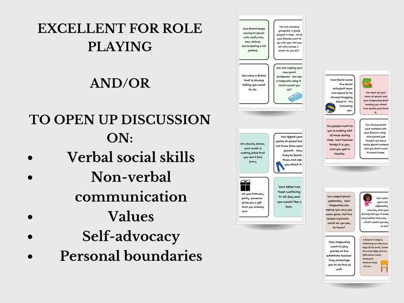 Role-playing Scenarios for Kids Interpersonal Skills - Etsy