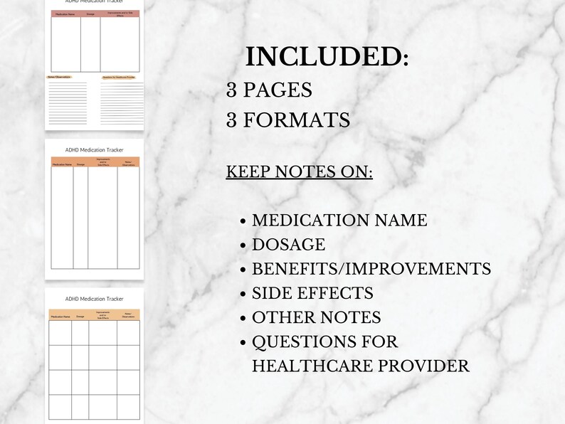 Medication Log Tracker for ADHD and Mental Health - Etsy