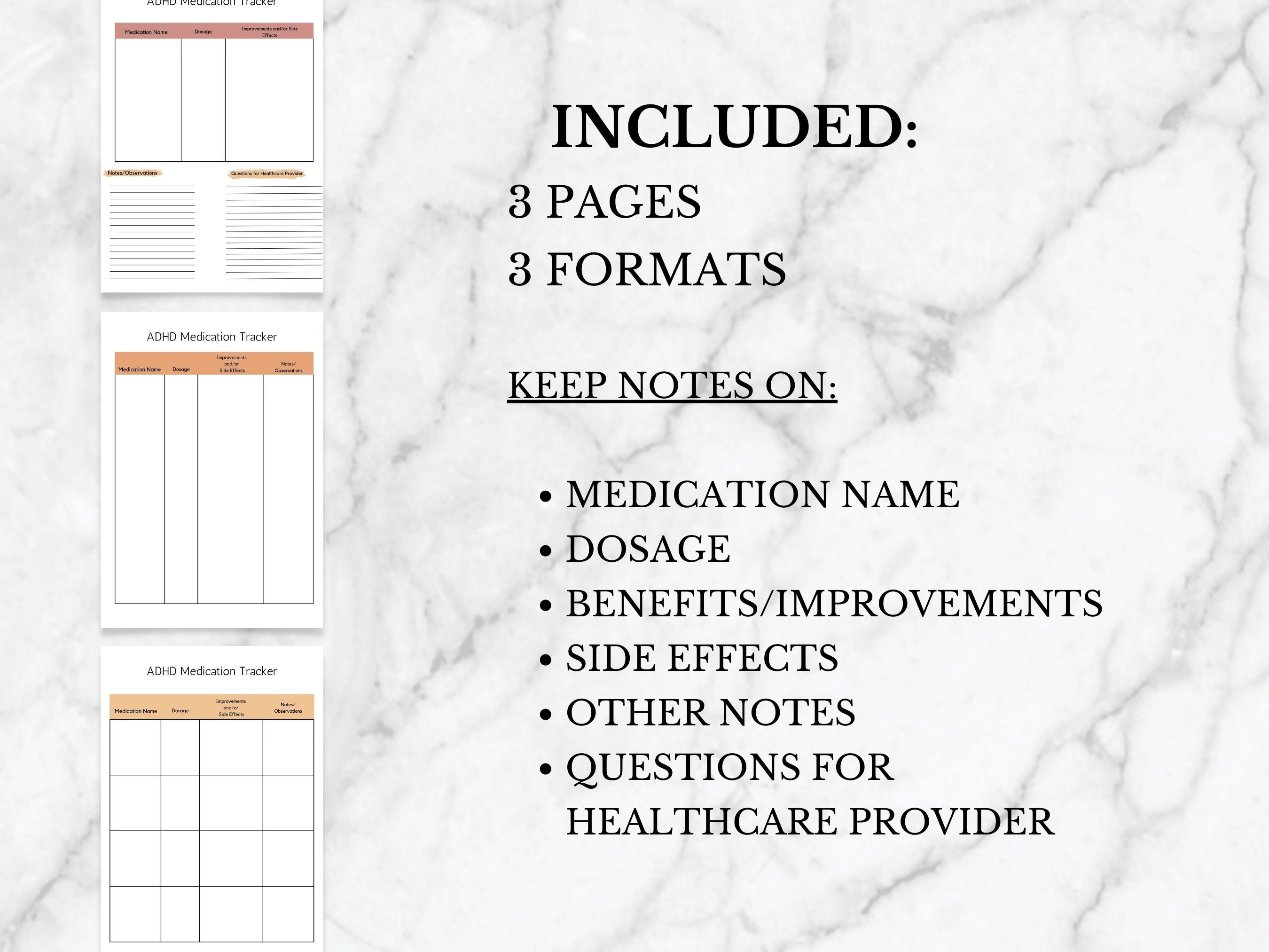 Medication Log Tracker for ADHD and Mental Health - Etsy