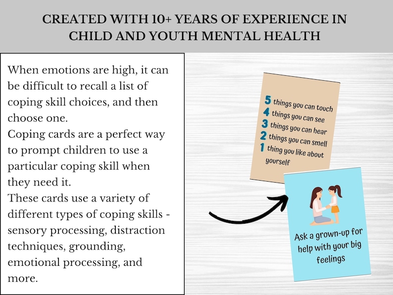 Coping Skills Cards for Kids, Anxiety Depression Tools, Printable ...