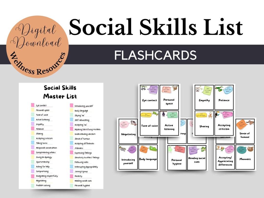 Social Skills List Flashcards - Etsy