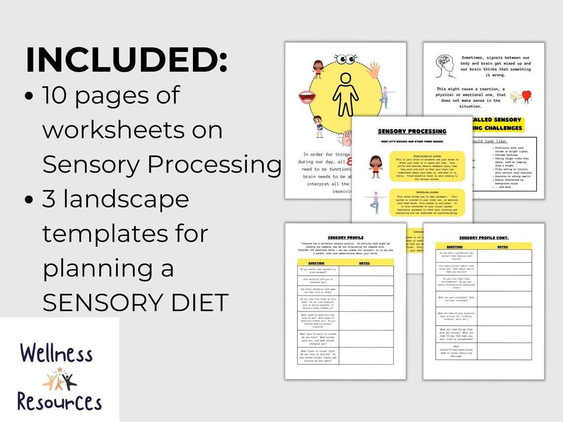 Sensory Processing Worksheets, Sensory Diet Planner - Etsy