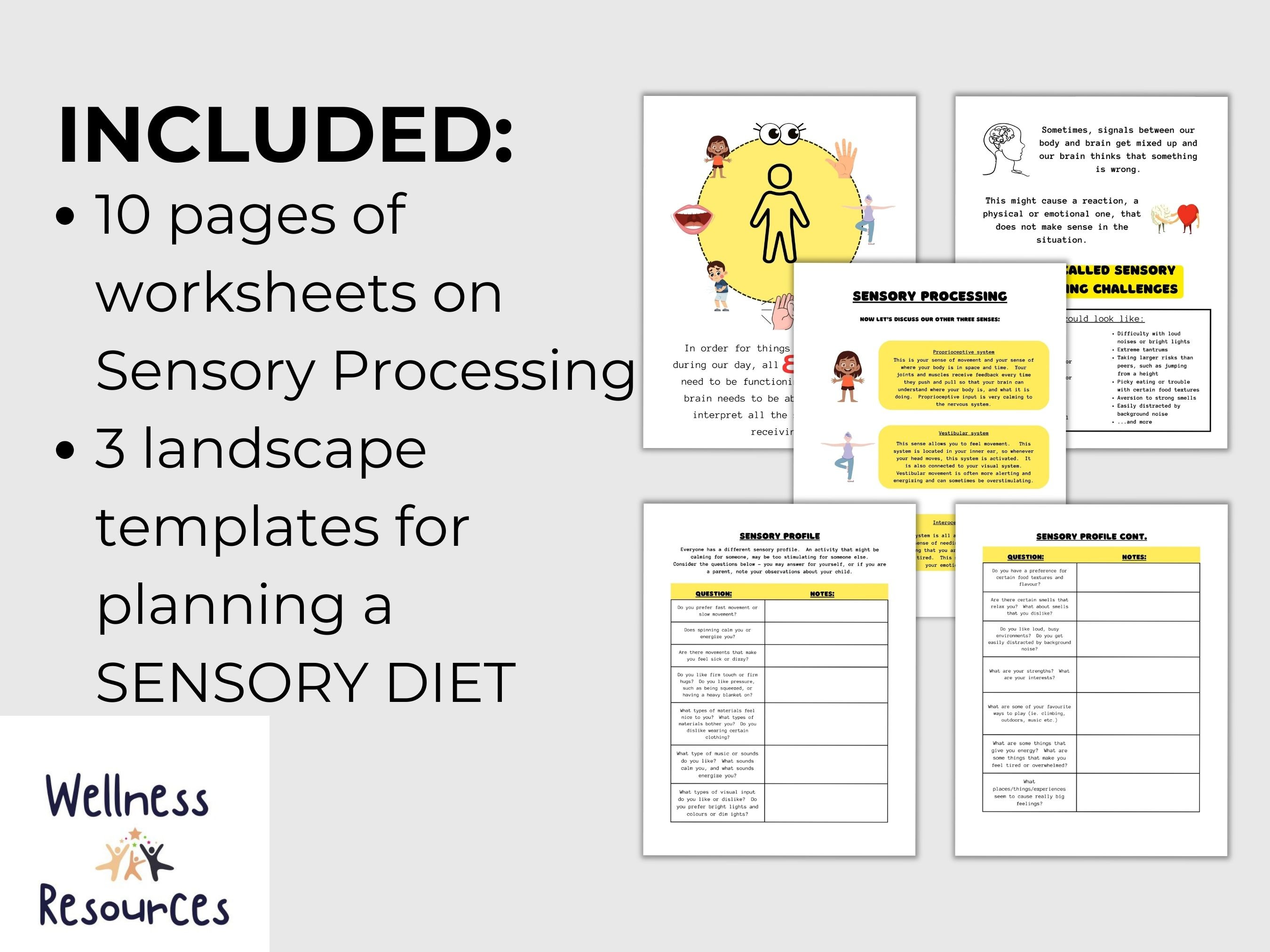 Sensory Processing Worksheets, Sensory Diet Planner - Etsy