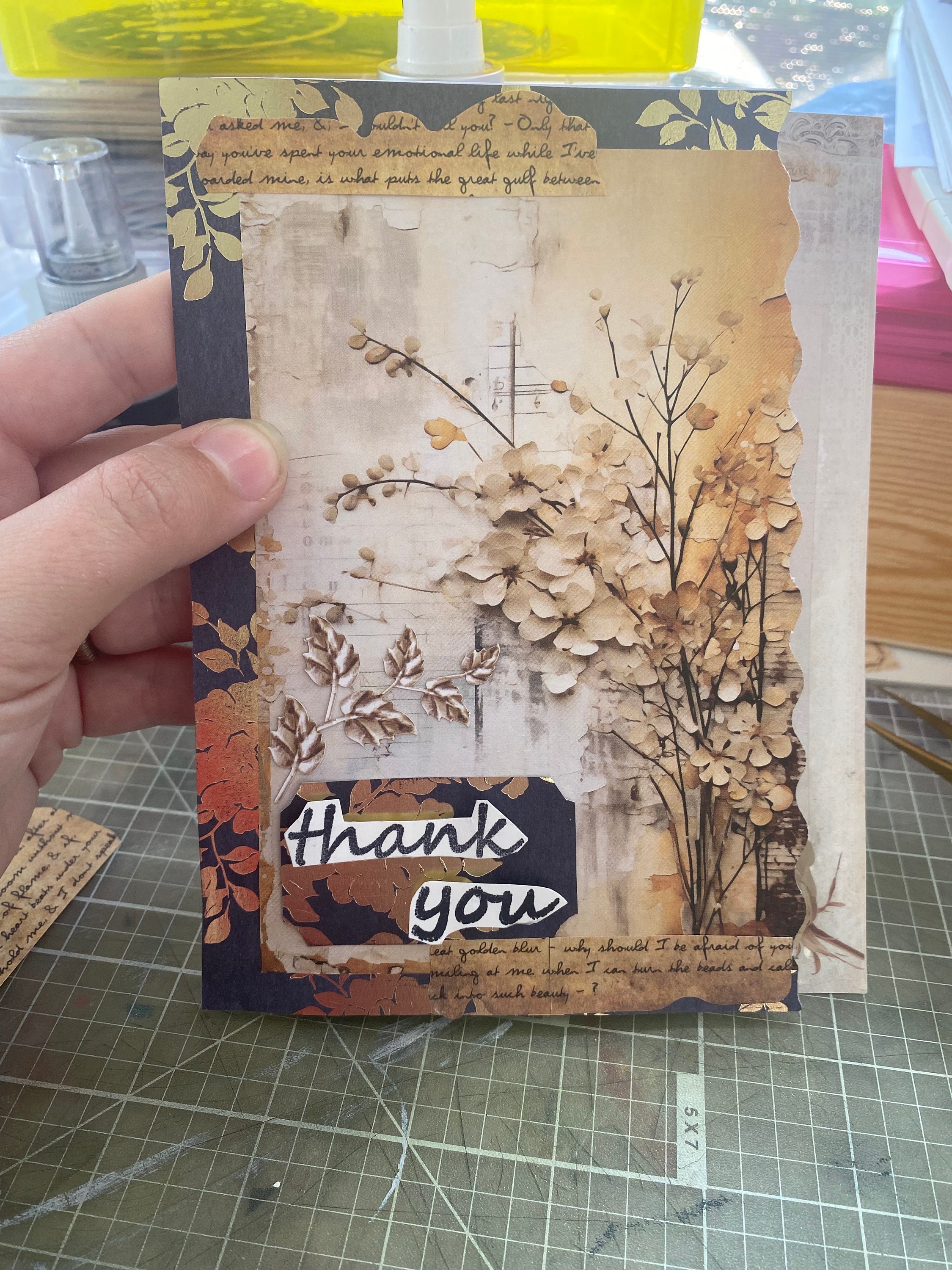 Handmade Vintage Antique Victorian Floral Thank You Greeting Card With ...