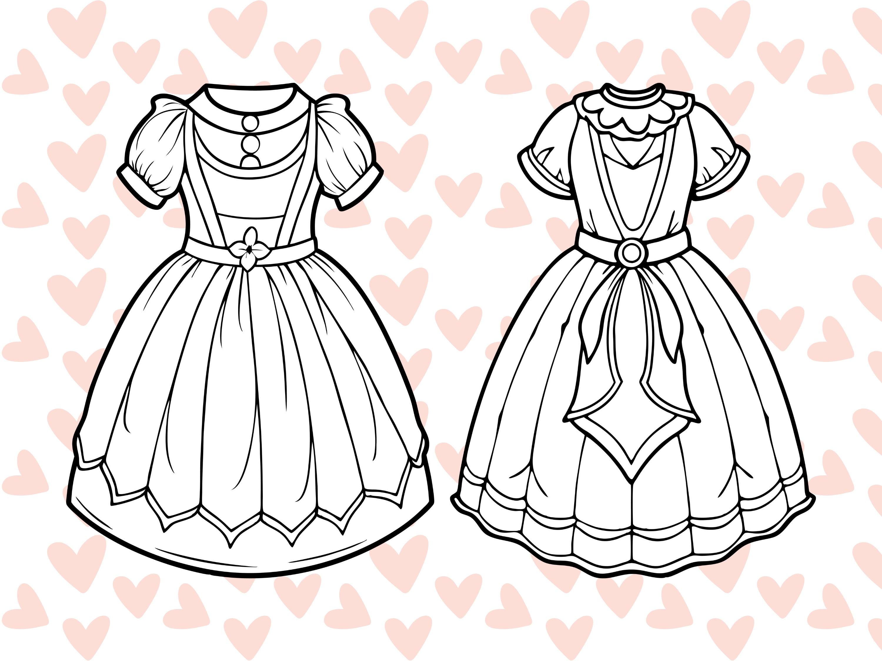 Beautiful Little Princess Dress Coloring Pages, Kids Coloring Book JPG ...