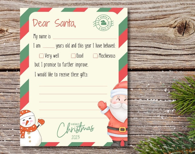 Kids Letter to Santa Santa Claus, Letter to Santa, Letter Christmas ...