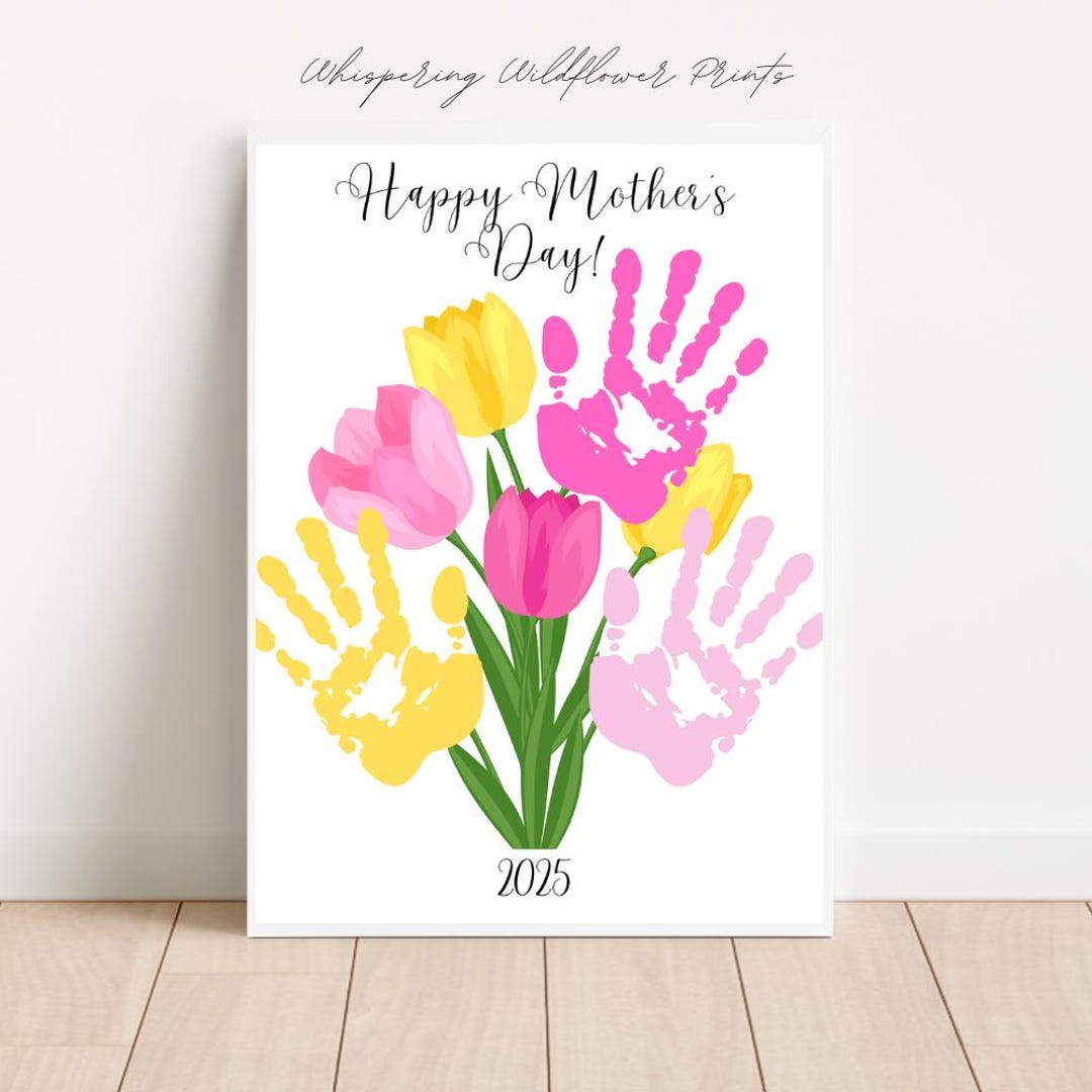 Tulip Flower Handprint Craft Art, Mother's Day Handprint Craft, Mother ...