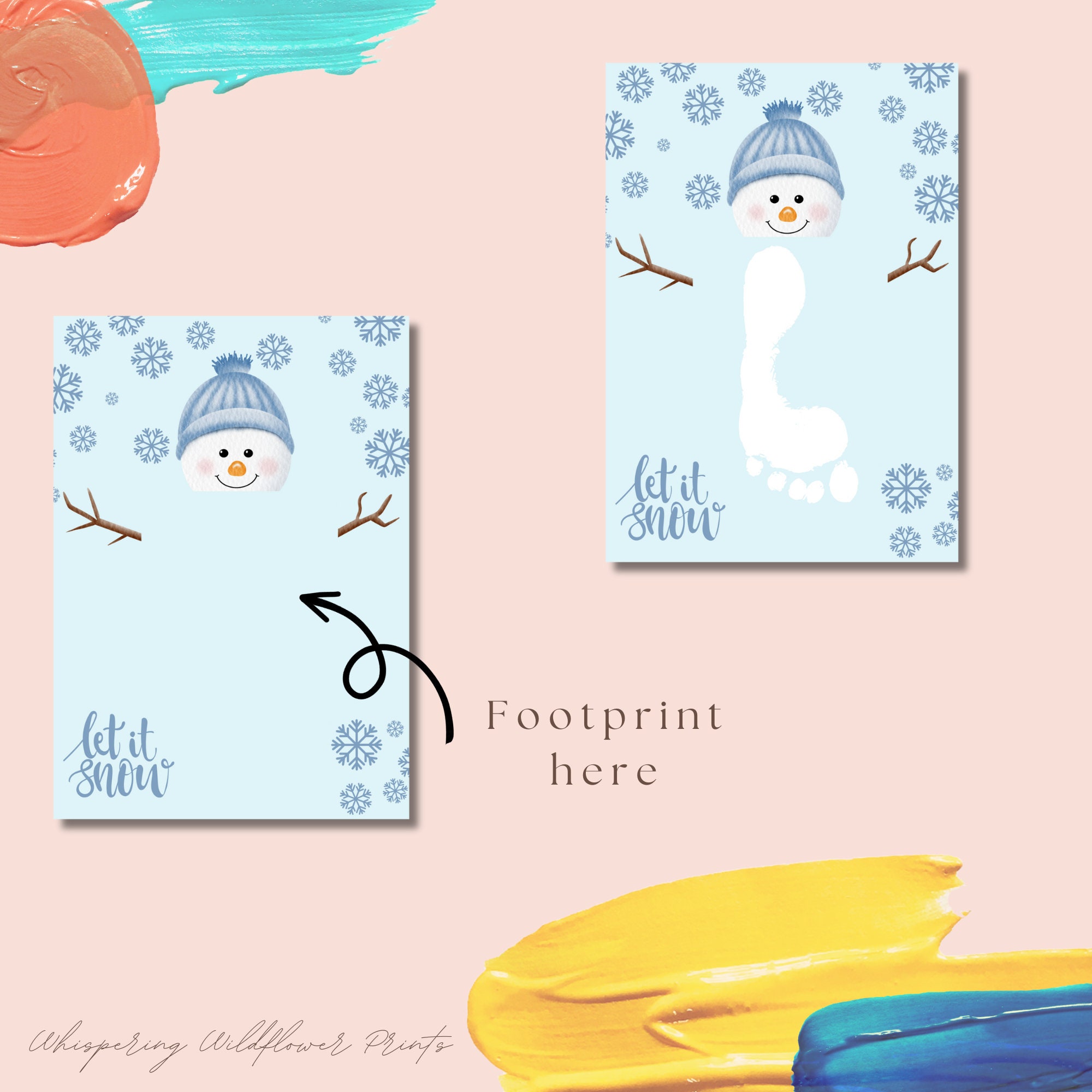 Let It Snow Handprint Footprint Art Craft, Holiday Handprint Art ...