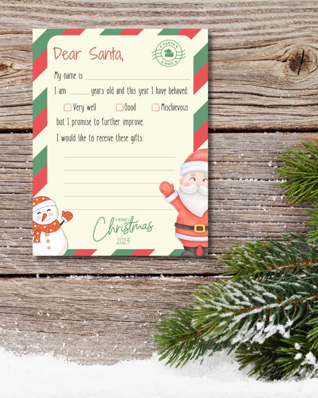 Kids Letter to Santa Santa Claus, Letter to Santa, Letter Christmas ...