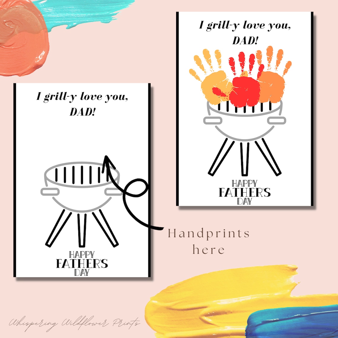 Father's Day Grilling Handprint Printable, First Father's Day Gift ...