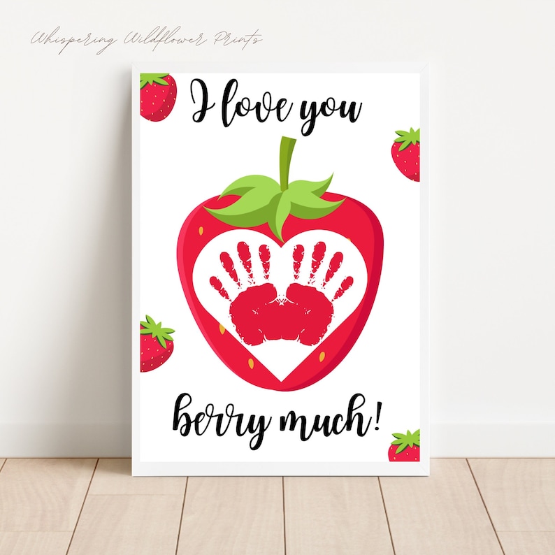 Strawberry Handprint Craft for Kids I Love You Berry Much - Etsy